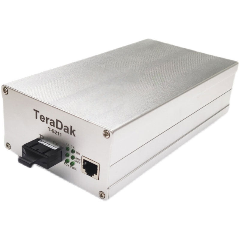TeraDak T-S211-TCXO 220V Fiber Optic Transceiver SM Single Fiber 15/25