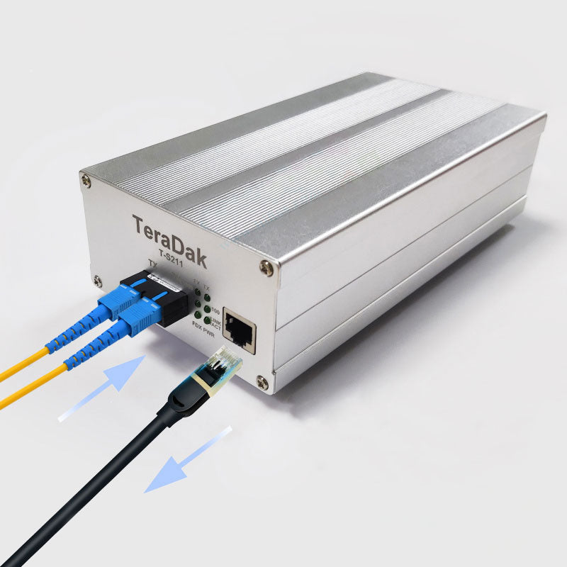 TeraDak T-S211-TCXO 220V Fiber Optic Transceiver SM Single Fiber 15/25