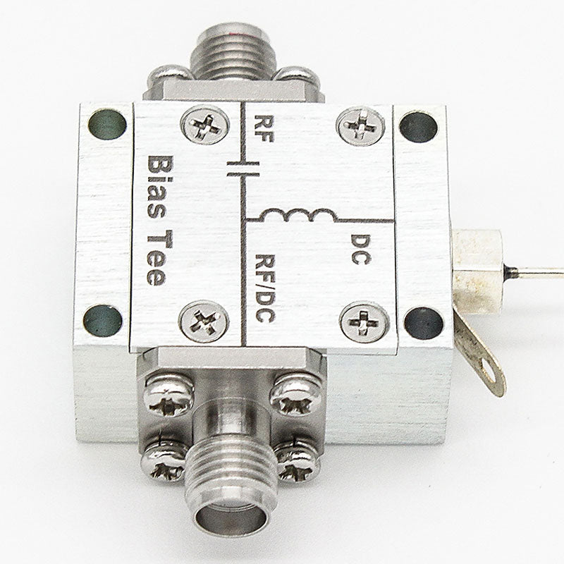 Stainless Steel Connector 0.01-6GHz RF Bias Tee 2A High Current DC Blo
