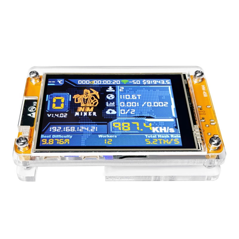 HW-458 ESP32 980KH/s BTC Miner Solo Miner with 2.8" Touch Screen
