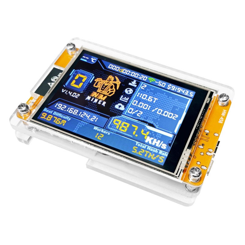 HW-458 ESP32 980KH/s BTC Miner Solo Miner with 2.8" Touch Screen