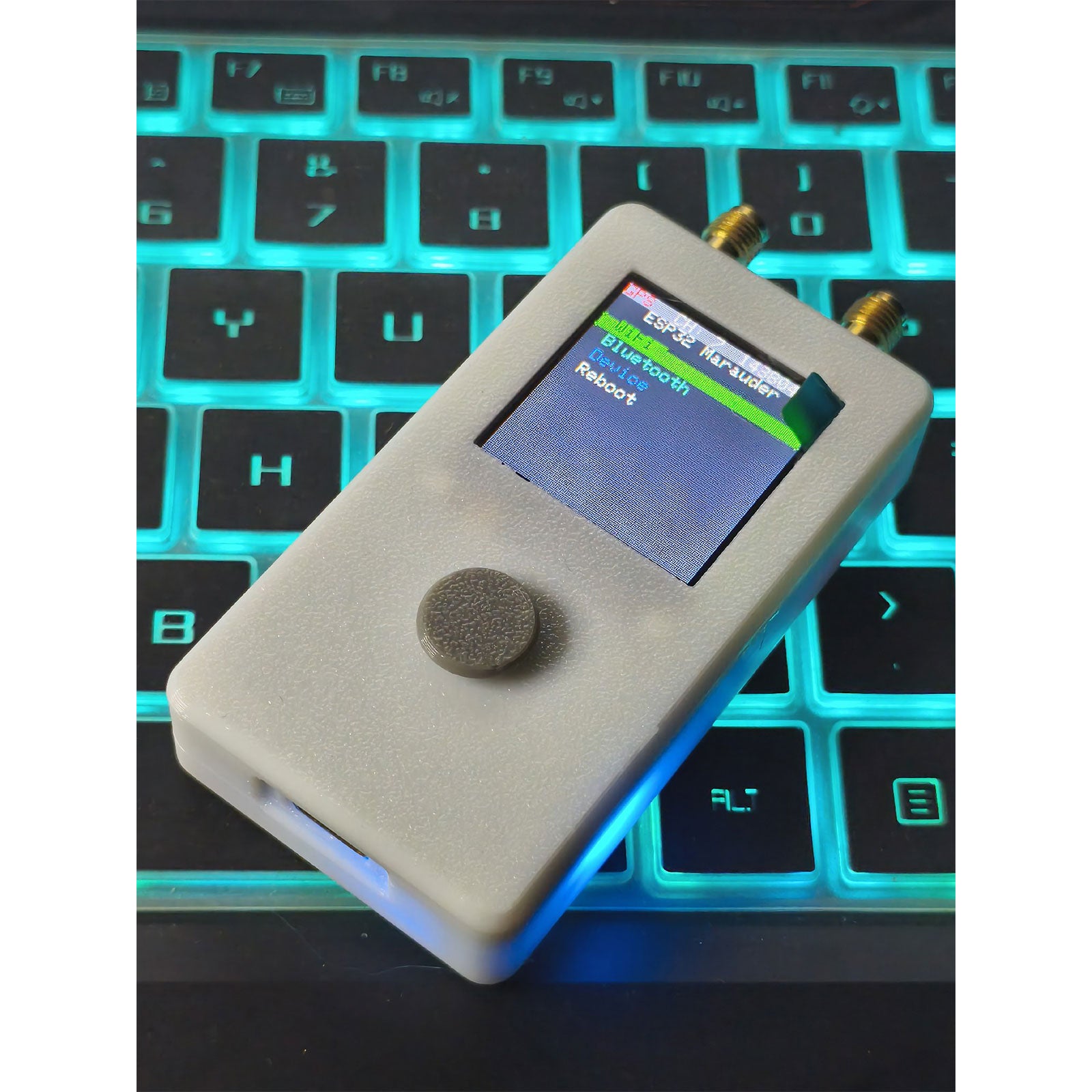 White 3D-Printed Mini ESP32 Marauder Development Board Positioning Mod