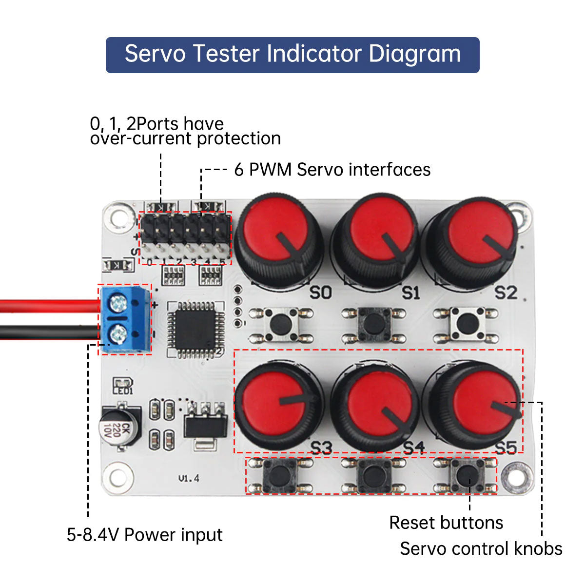 Hiwonder 6-Channel Servo Controller Board w/ Knobs & Over-Current