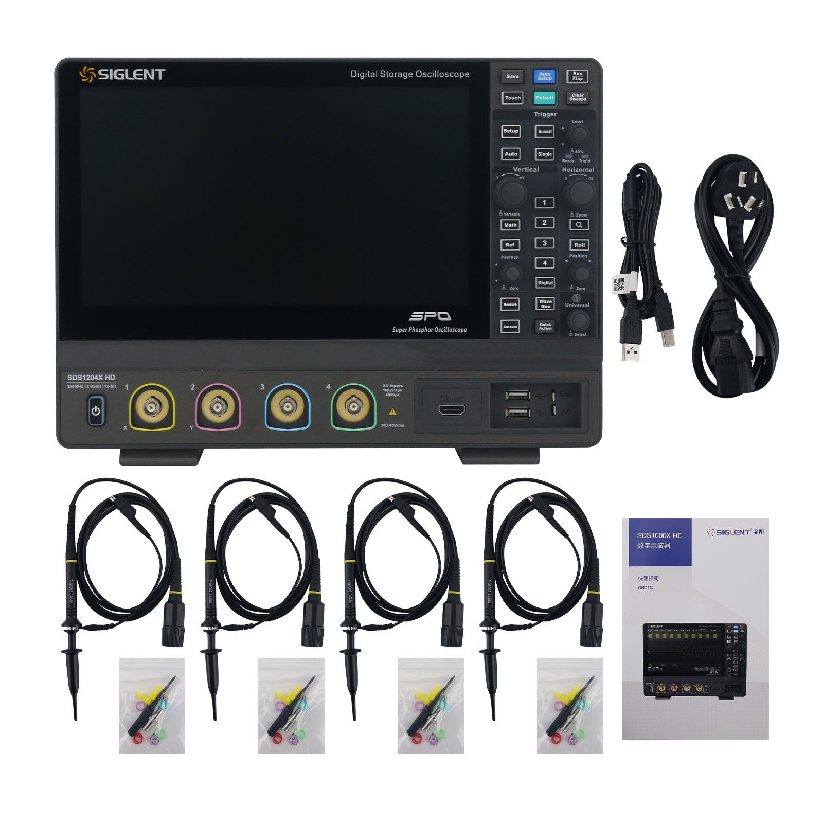 SDS1204X HD 12Bit High Resolution 200MHz 2GSa/s 4-Channel Digital Osci
