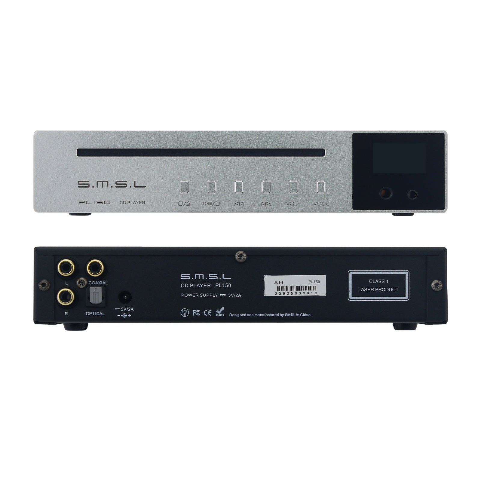 SMSL Silvery PL150 HiFi Professional Stereo Lossless CD Player Built-i