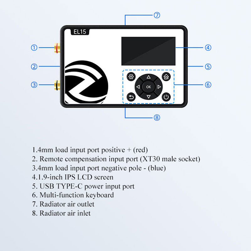 EL15 150W DC Electronic Load High Precision Programmable Tester for Ba