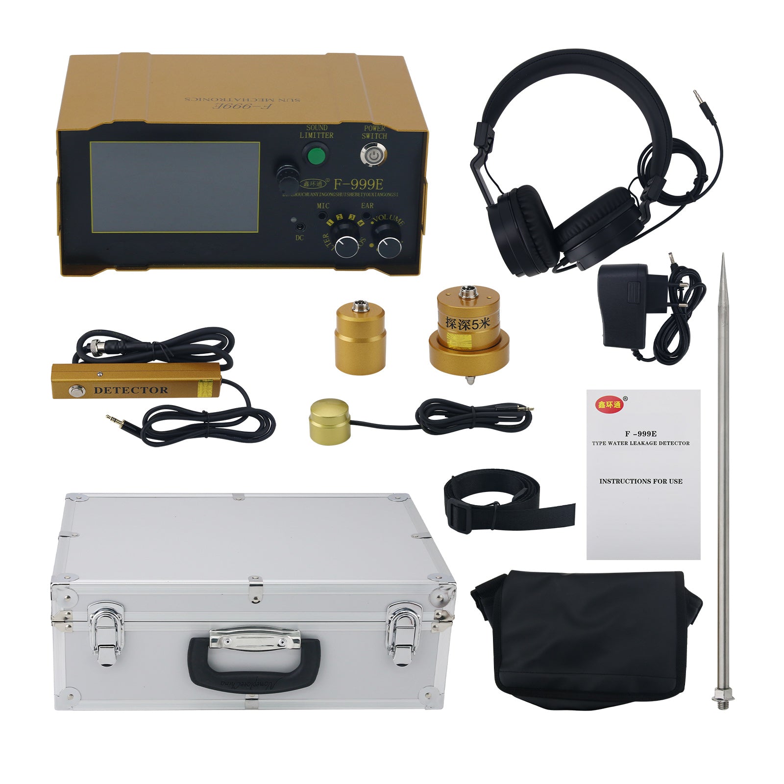 F-999E F999E Water Leak Detector with Listening Rod & 3m Detection