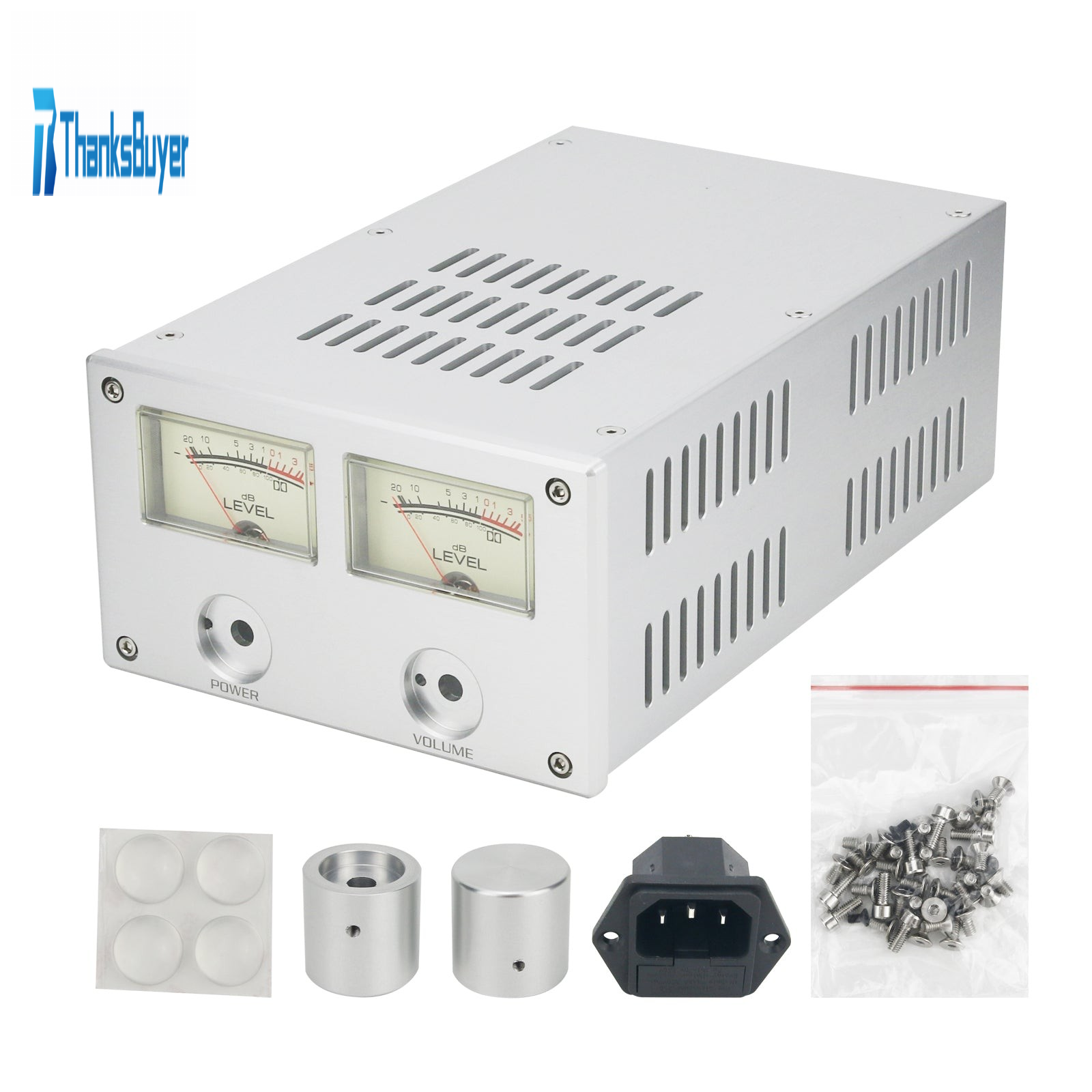 BZ1710 Dual Level Meter Amplifier Chassis Preamplifier Aluminum Case P