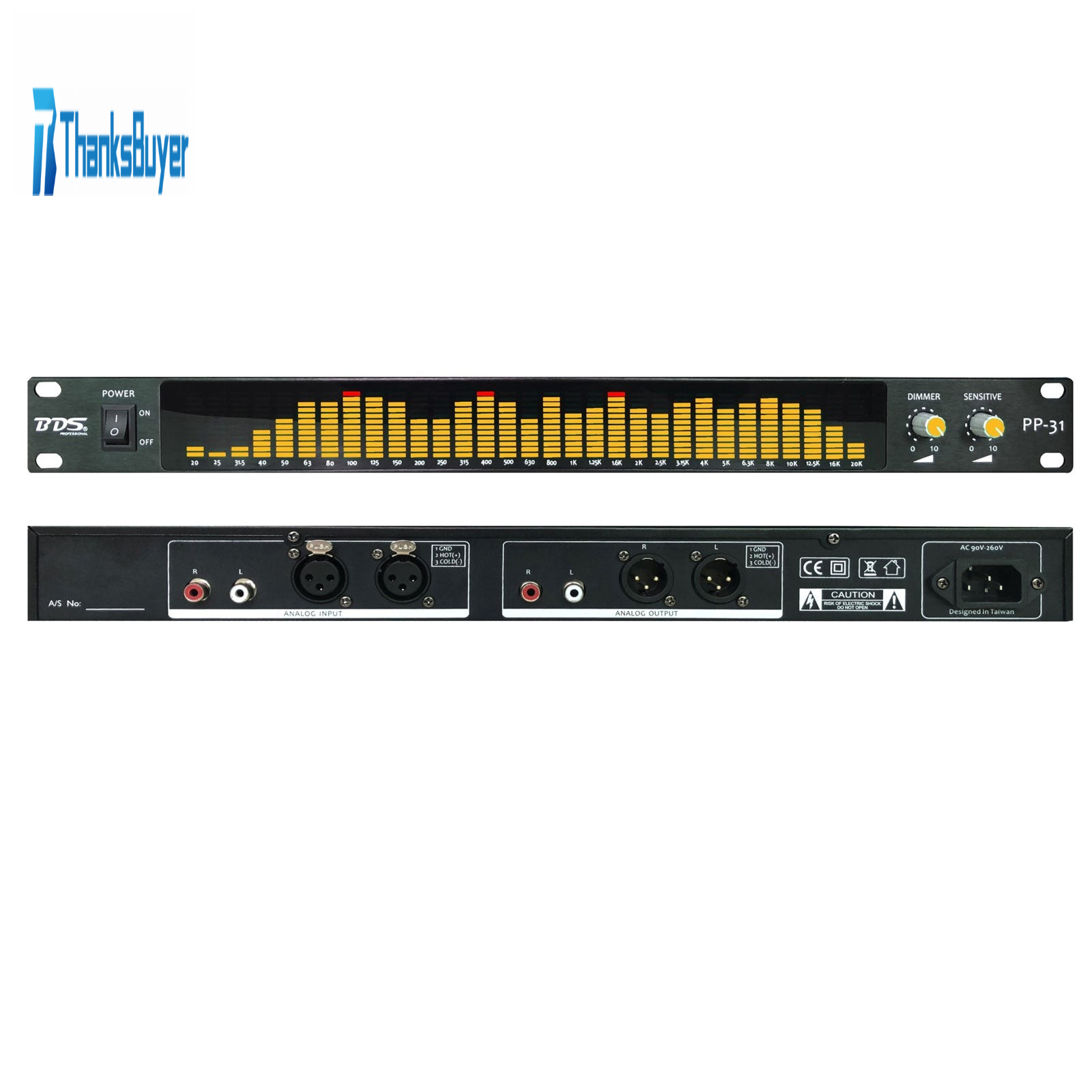 BDS PP-31 Yellow LED Digital Audio Spectrum Analyzer Display 1U Music