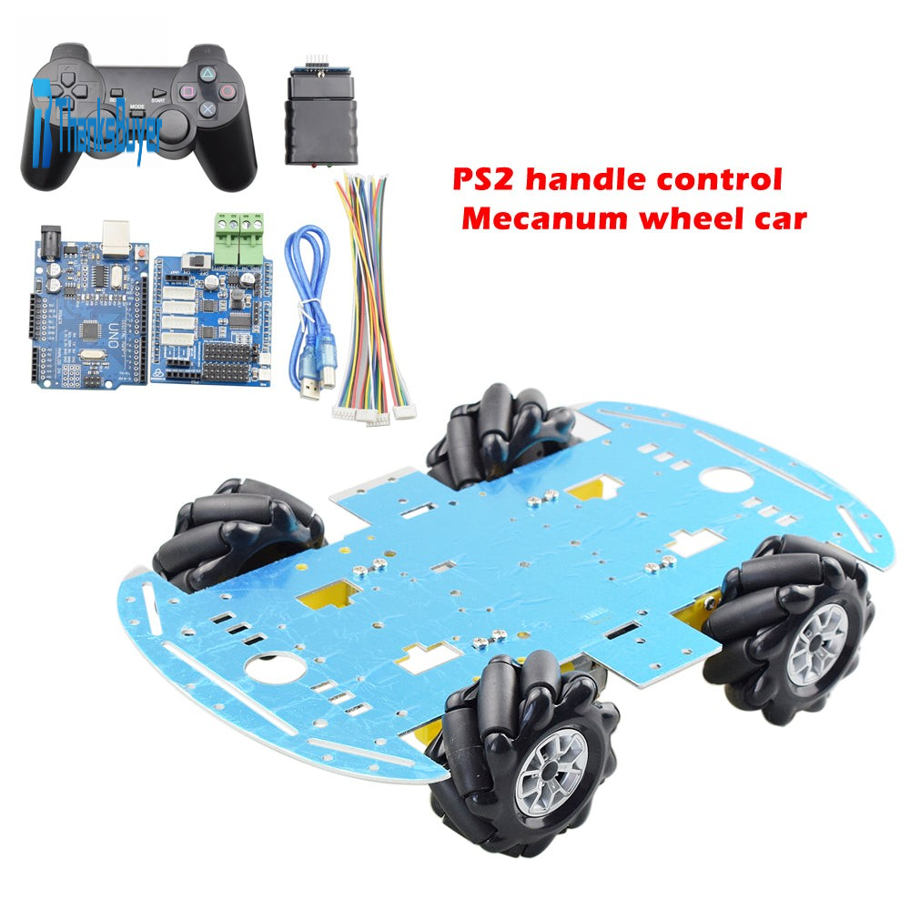 Unassembled Omni Mecanum Car Chassis Kit w/ Motors For Arduino Program