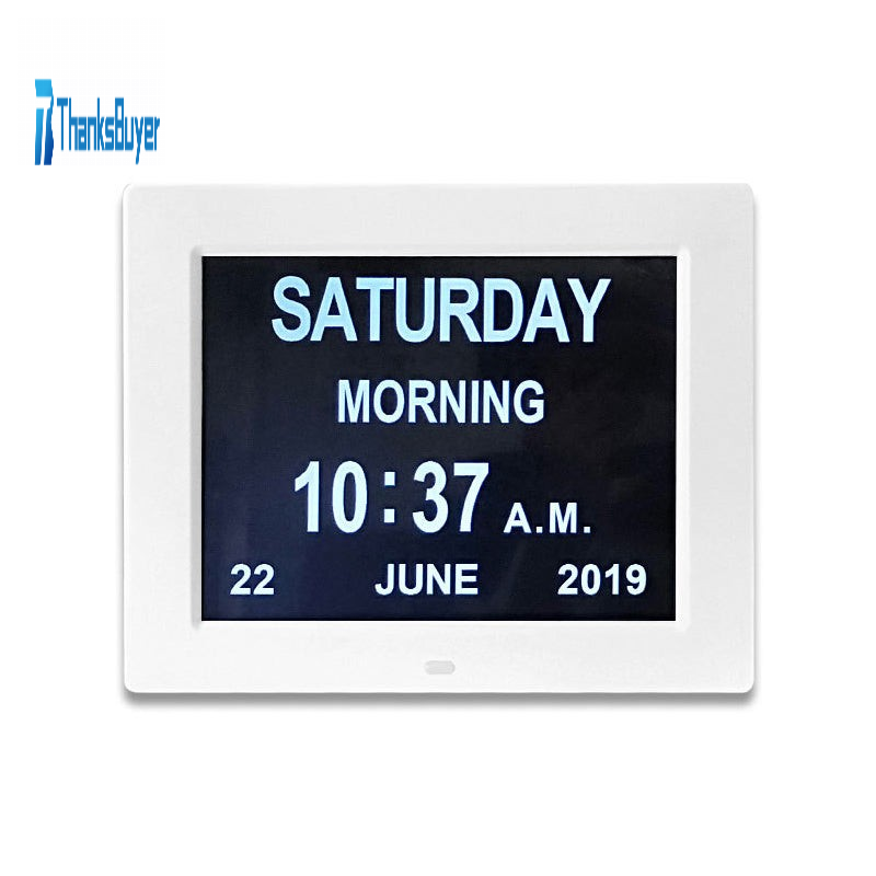 8Inch IPS Digital Clock Calendar with Date Day Reminder for Elderly an