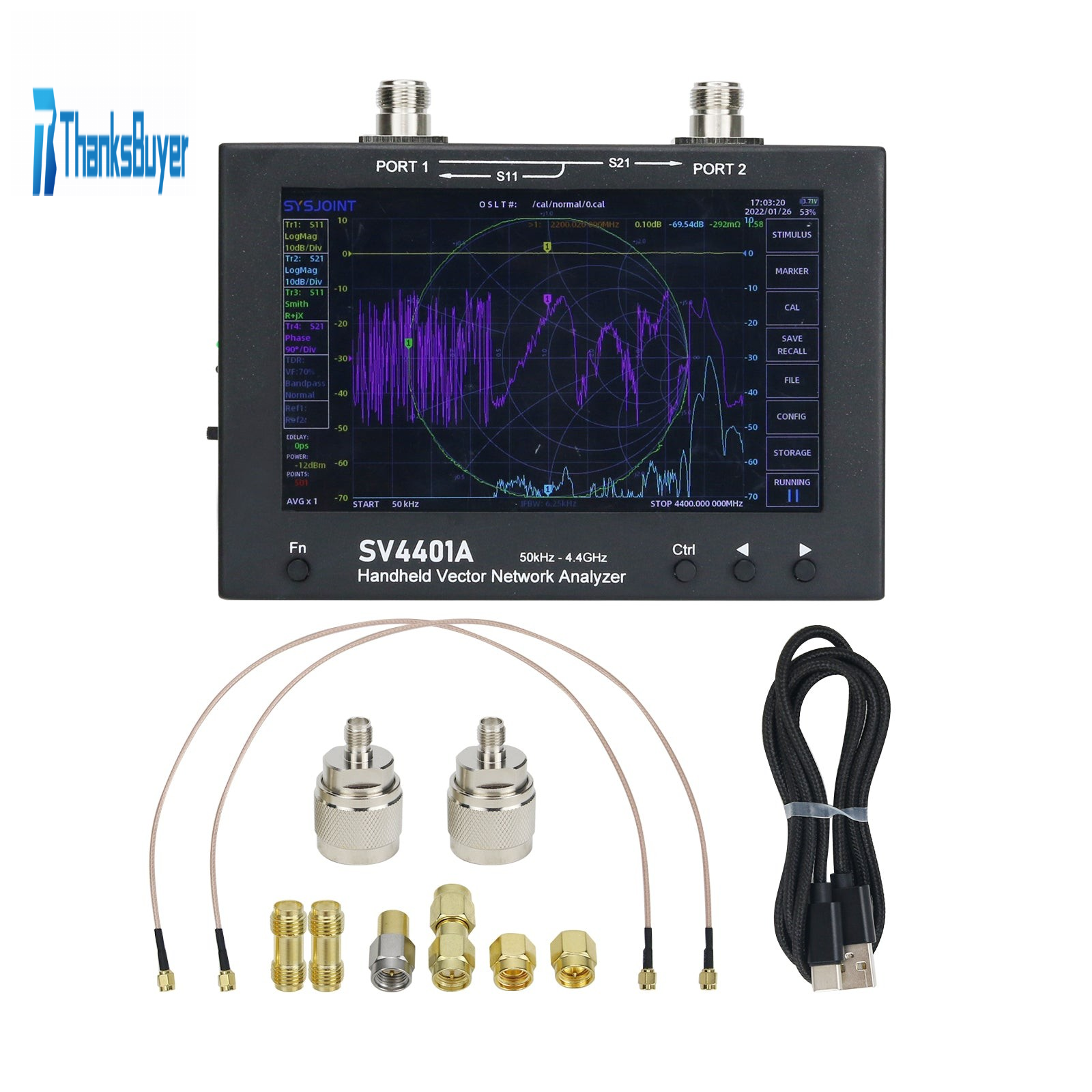 SV4401A 50KHz-4.4GHz VNA Analyzer Vector Network Analyzer 100DB Dynami