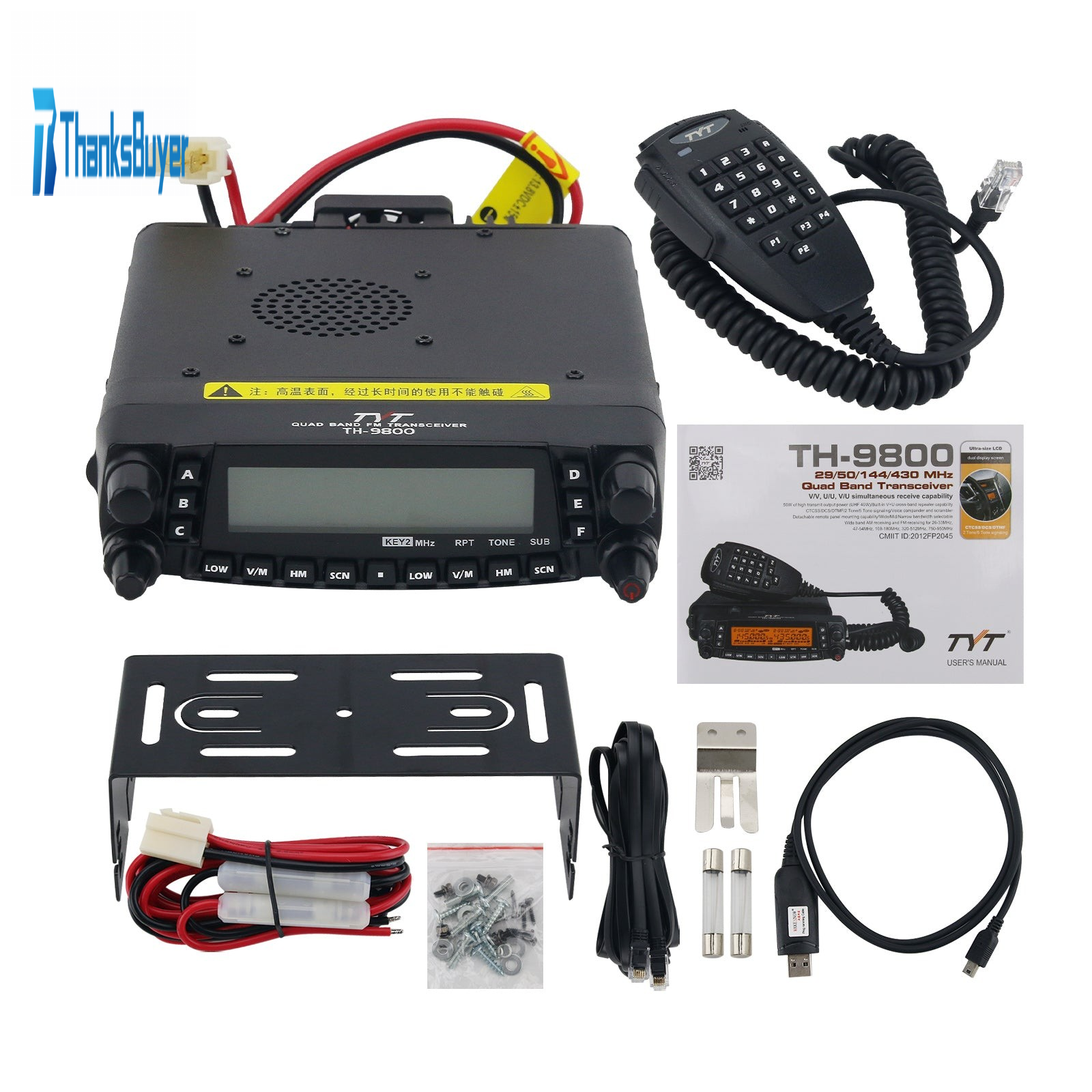 TYT TH-9800 PLUS 50W Quad Band Transceiver Mobile Radio Car FM Transce