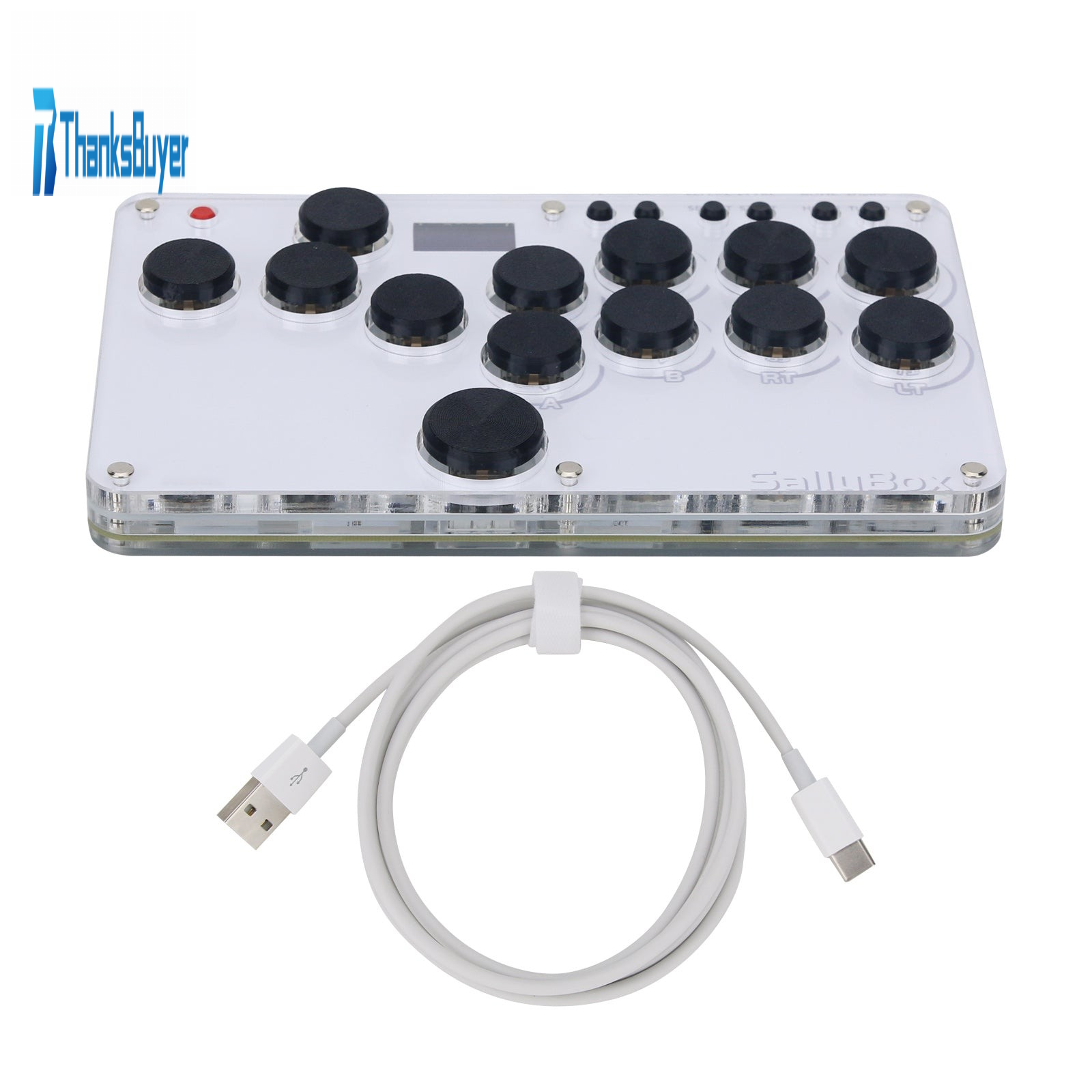 SallyBox Mini Arcade Controller Fight Stick Game Controller w/ RGB LED