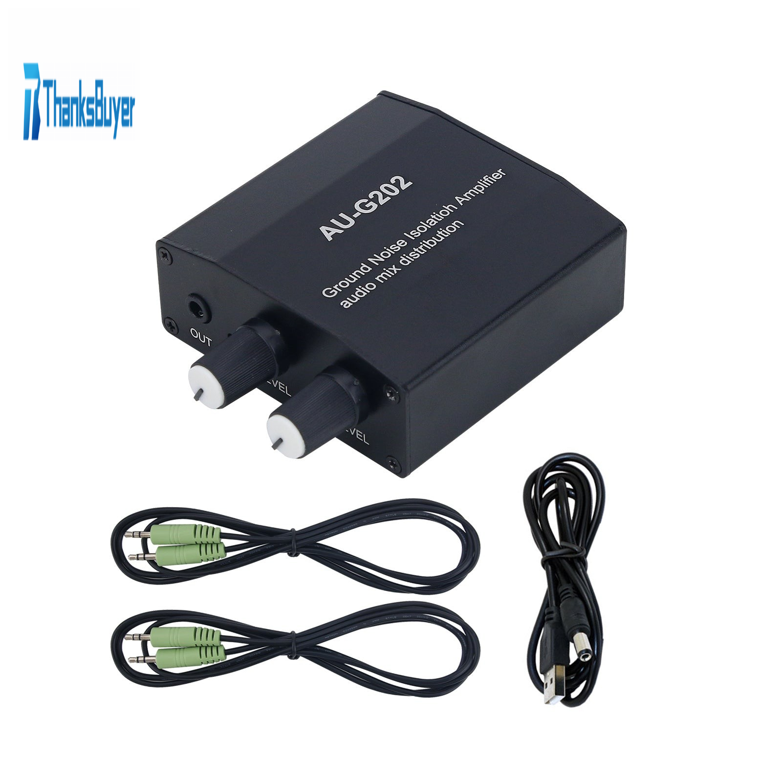 AU-G202 Ground Loop Noise Isolator Audio Mixer Kit with 2 Inputs 2 Out