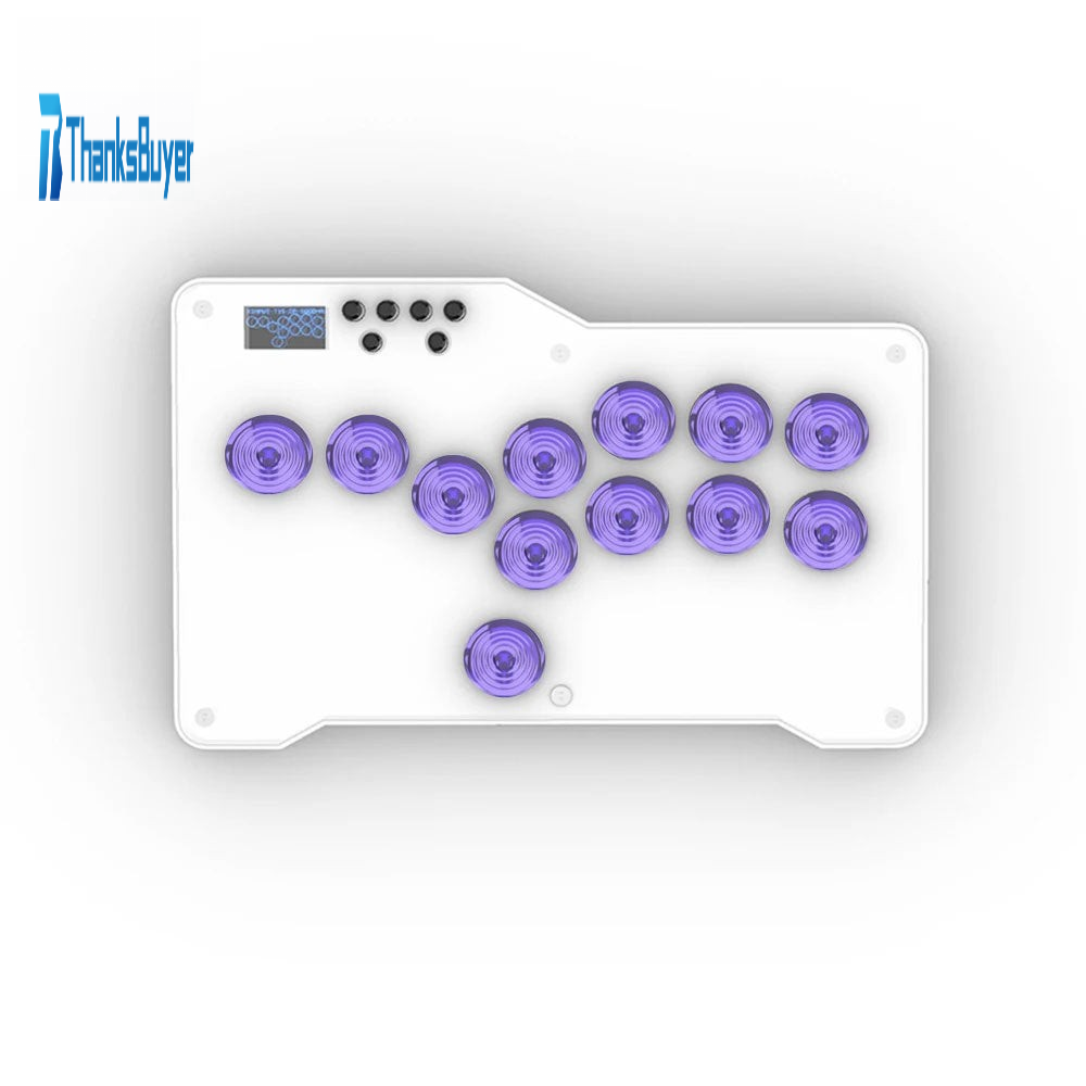 12-Button Arcade Controller Mini Fight Stick with Purple Keycaps MX Sw