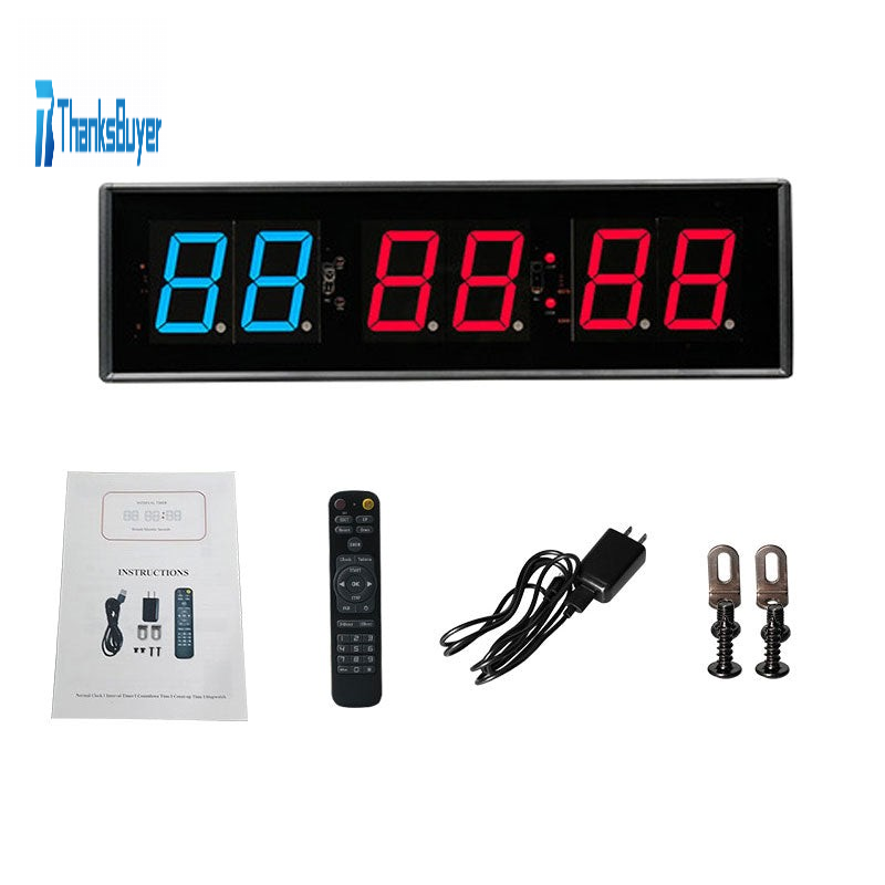 2.3" 6-Digit Gym Timer Clock Interval Timer with Buzzer Remote Co