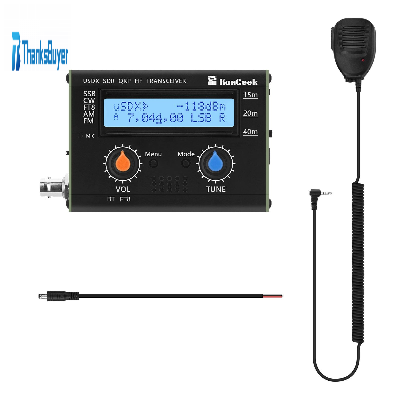 HAMGEEK USDX CW/FT8 5W usDX SDR QRP Transceiver QCX-SSB to SSB 15m/20m