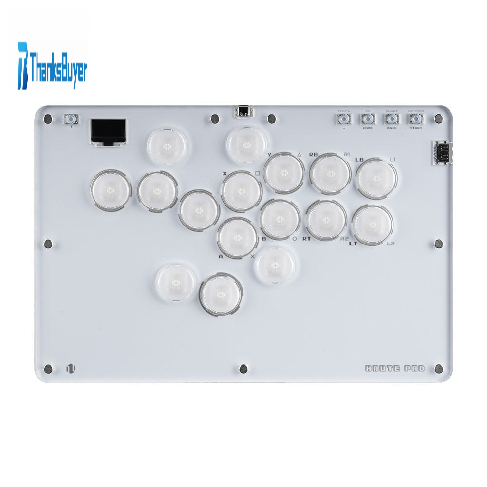 HAUTE PAD T16 Pro V2 16-Button Arcade Stick with Crystal Low Profile S