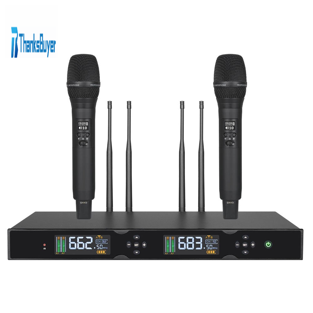 J162 470-960MHz Portable Wireless Microphone One Receiver and Two Micr