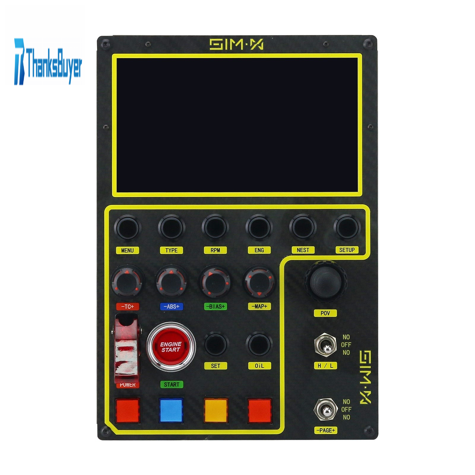 SIMX Sim Racing Button Box New Simulator PC Secondary Screen with 7-in