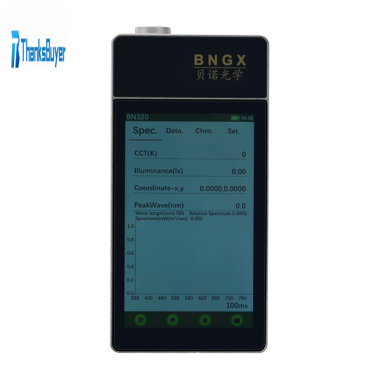 BN320 380-780nm Handheld LED Spectral Illuminometer CCT/Lux/Ra Testing