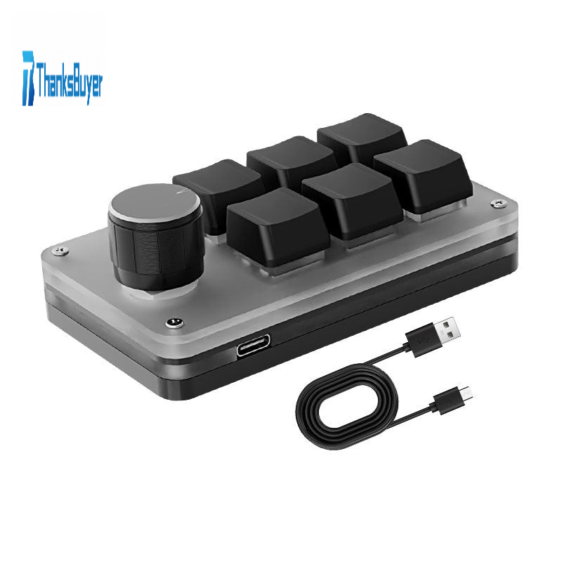 6-Key Keyboard Small Custom Keyboard with 1 Knob and Red Switches Supp