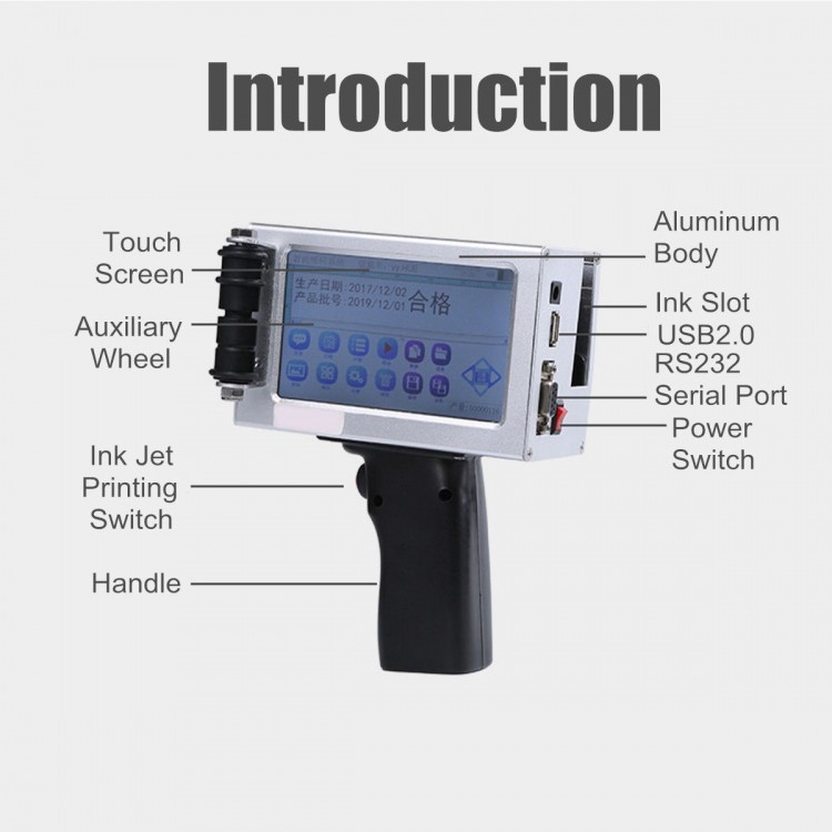 5inch 600DPI LED Screen Handheld Smart Date Coder Inkjet Printer Ink Coding Machine - Free ...