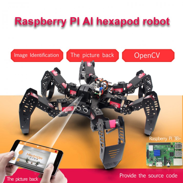 18DOF Hexapod Robot Spider Robot 2DOF PTZ with Main Board for Raspberry Pi 4B/1G Finished - Free ...