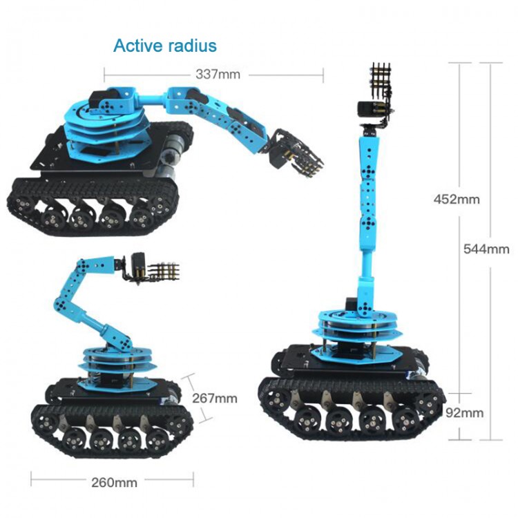 6 DOF Robot Arm RC Tracked Robot TS100 Smart Tank Car Support Bluetooth ...