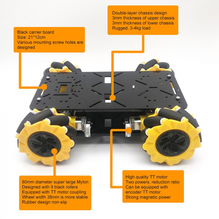 80mm Mecanum Wheel Car Chassis Kit Acrylic Omnidirectional 4WD Smart ... 80mm Mecanum Wheel Car Chassis Kit Acrylic Omnidirectional 4WD Smart ...