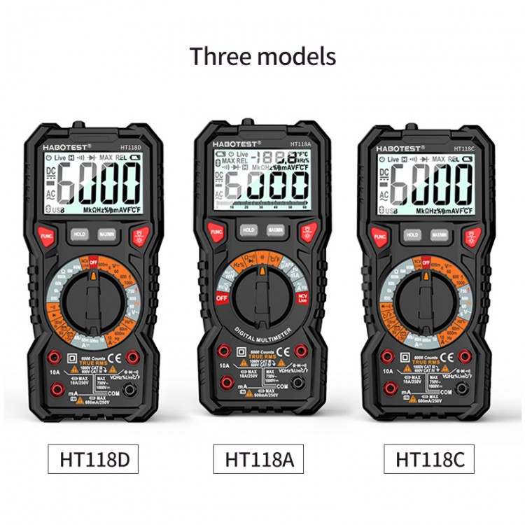 HABOTEST HT118A Auto Range Digital Multimeter Tester NCV TRMS 6000 ...