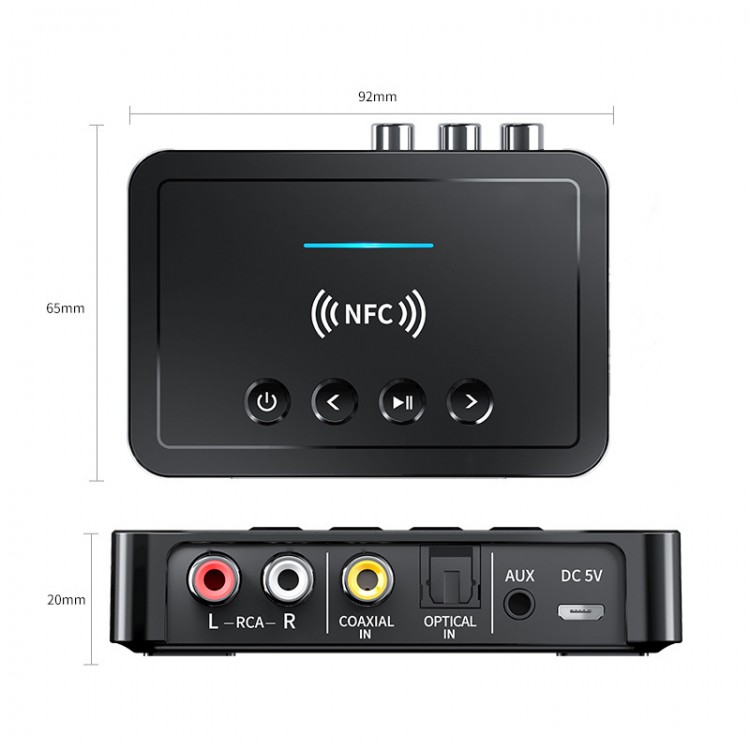 M6 NFC Bluetooth Adapter 3-In-1 BT 5.0 Bluetooth Receiver Transmitter ...