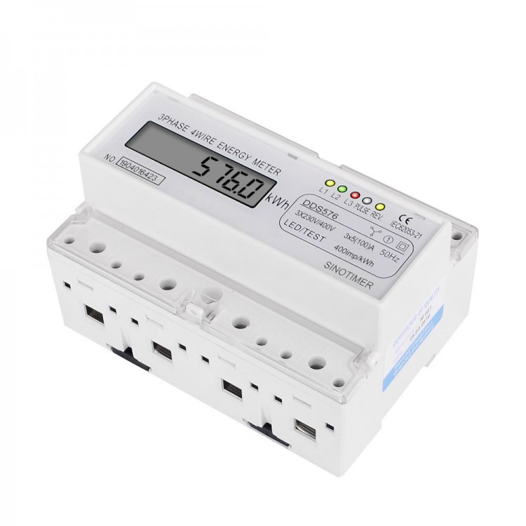DDS576 Simply Installation Three Phases 4 Wire Digital Power Meter Energy Meter DIN Rail Mount ...
