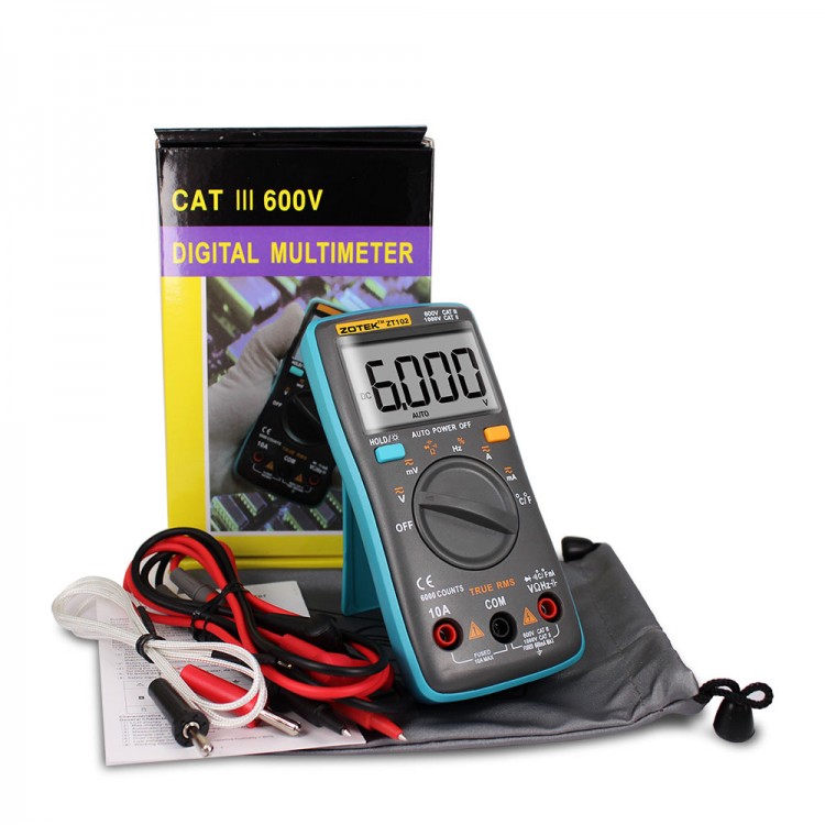 ZOTEK ZT102 Digital Multimeter Tester 600V CAT III & 1000V CAT II 6000 ...