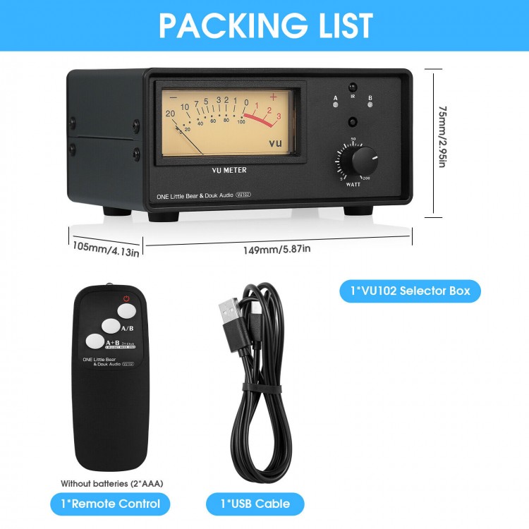 Vu102 2 In 1 Out 1 In 2 Out Amplifier Speaker Selector Switch Box With Vu Level Meter Support