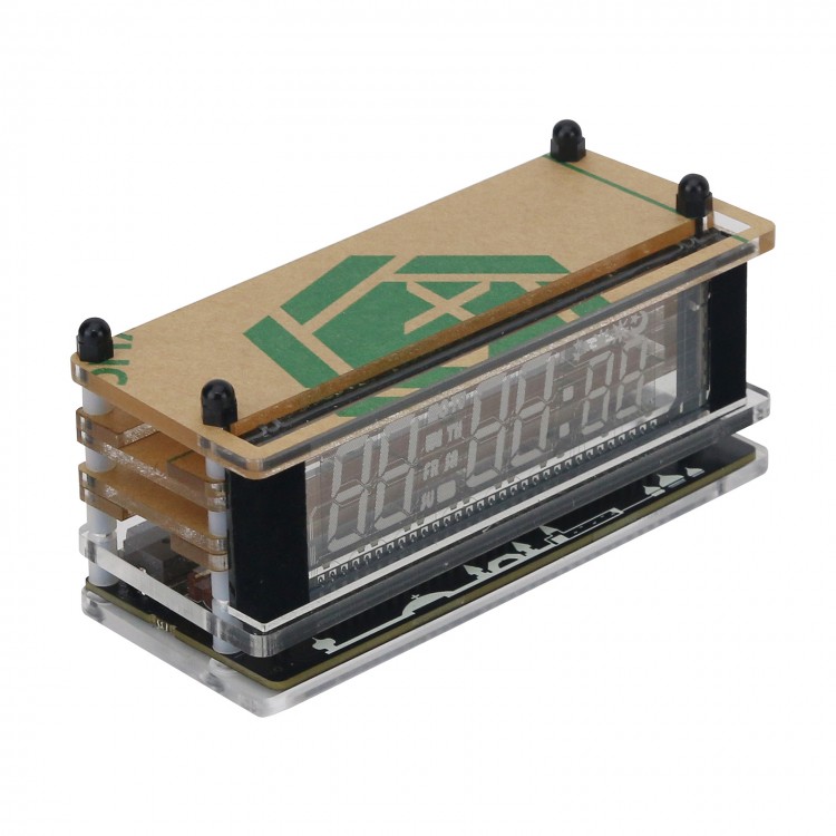 VFD Clock Desktop Clock Bedroom Alarm Clock 12/24 Hour with Vacuum Fluorescent Display and Shell ...