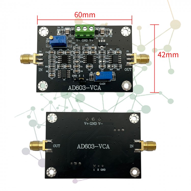 AD603 Voltage-controlled Gain Amplifier Module VCA -20~60dB Gain High ... AD603 Voltage-controlled Gain Amplifier Module VCA -20~60dB Gain High ...