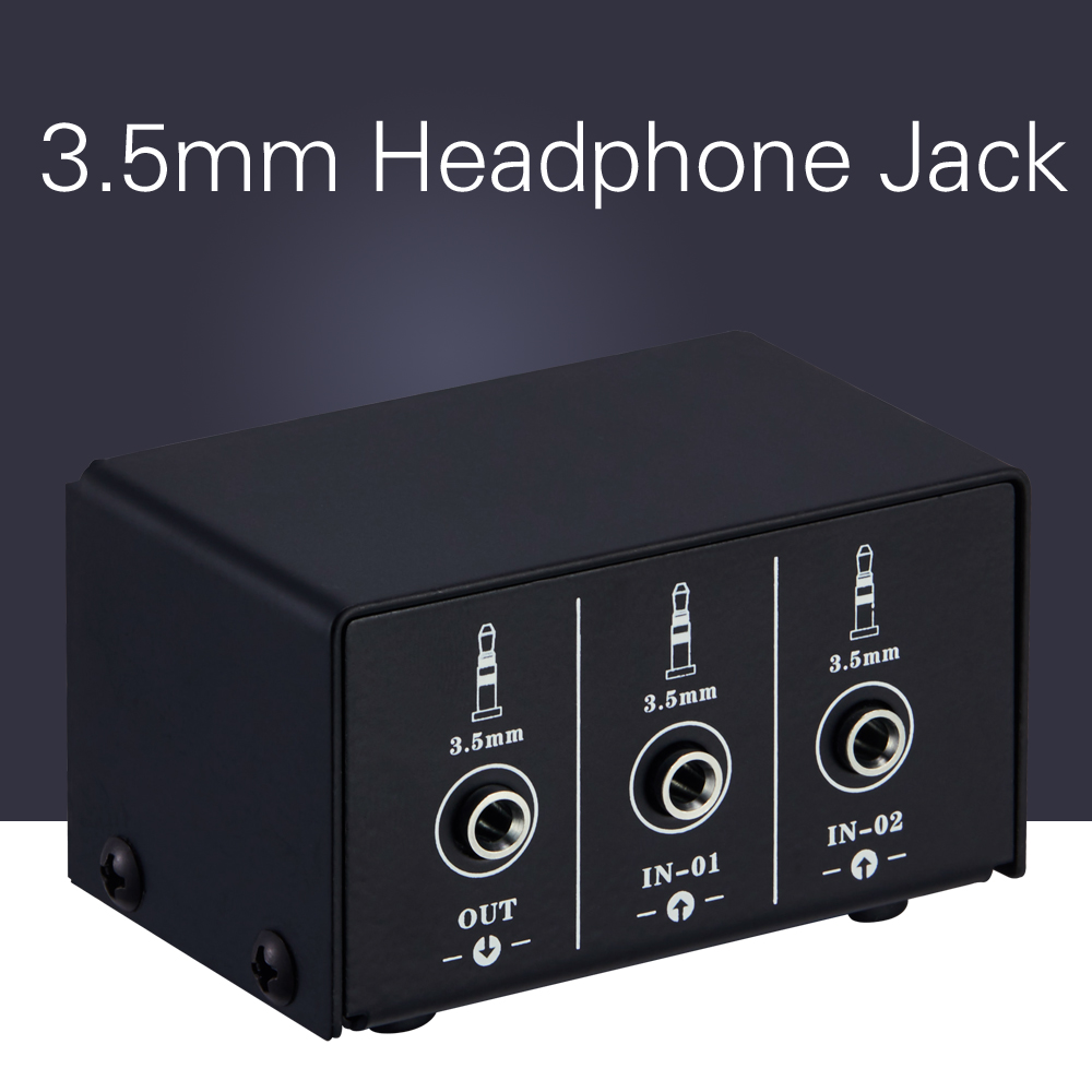 2 In 1 Out Audio Source Signal Selector Speaker Switcher Volume Adjustment 3 5mm Headphone Jack