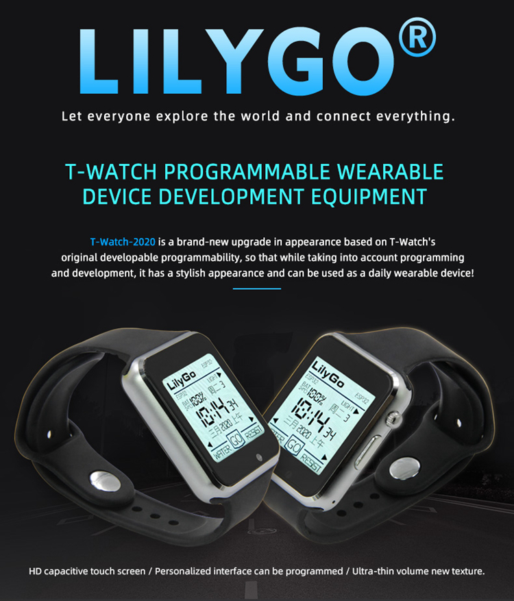 LILYGO TTGO T-Watch-2020 Black Programmable Watch Wearable Watch ESP32 ... LILYGO TTGO T-Watch-2020 Black Programmable Watch Wearable Watch ESP32 ...